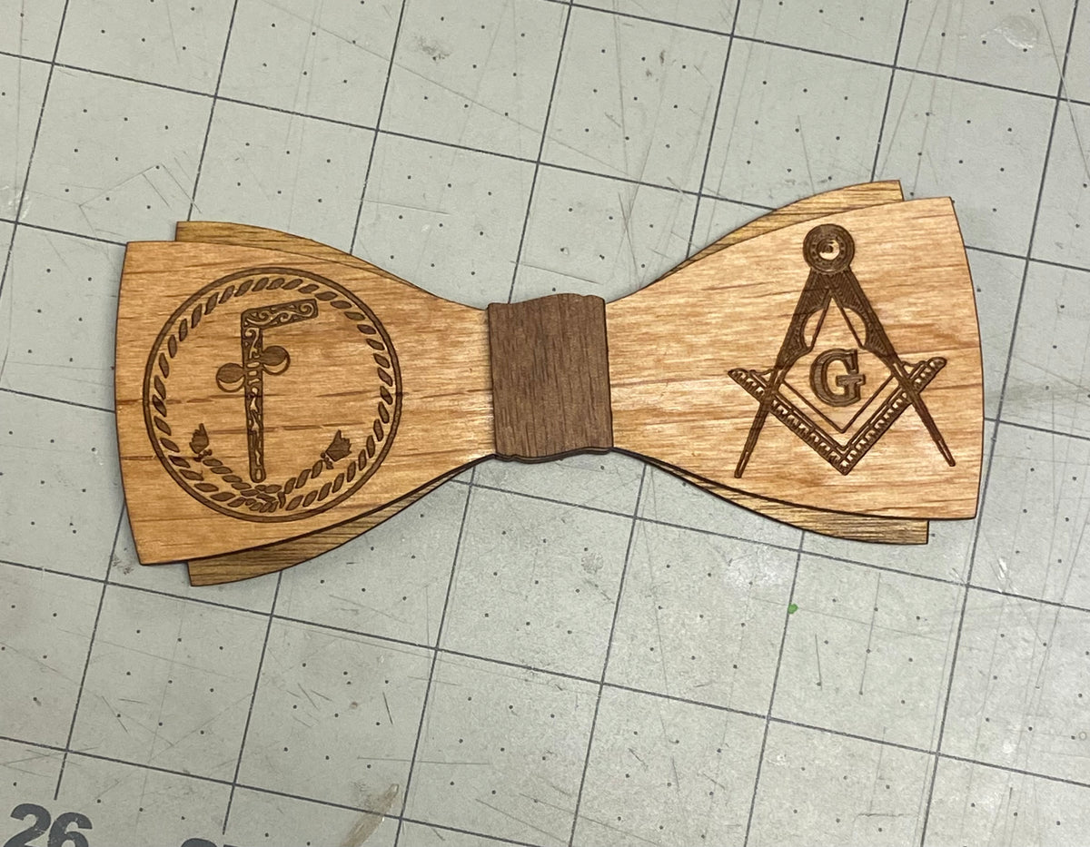 Shriner - Shriner & Masonic Design. Alder and Mahogany Wood Bow Tie – W ...