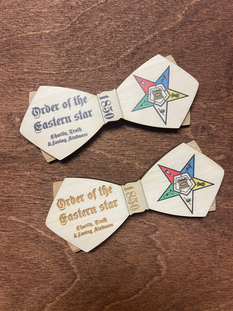 Order of the Eastern Star, Aspen and Butternut Wood Bow Tie – W.K. Wilson